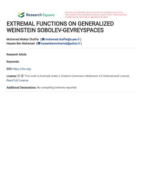 Extremal Functions On Generalized Weinstein Sobole Download Free Pdf