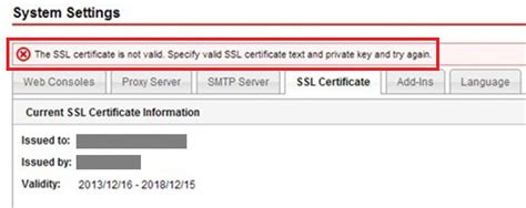 The Ssl Certificate Is Not Valid Specify A Valid Ssl Certificate Text And Private Key And Try