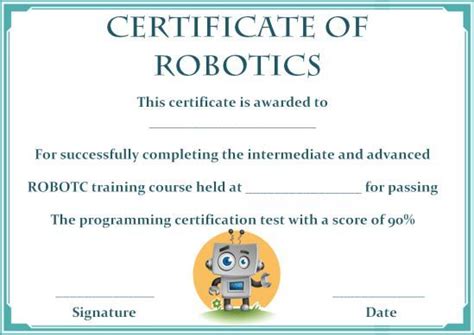 12 Robotics Certificate Templates For Training Institutes Trainers