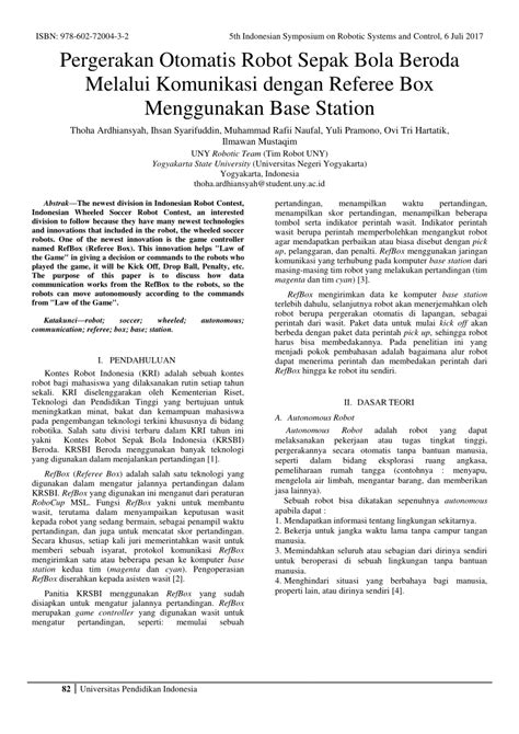 Pdf Pergerakan Otomatis Robot Sepak Bola Beroda Melalui Komunikasi Dengan Referee Box