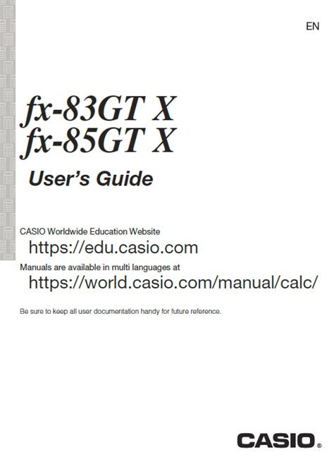 Fx 83GTX And Fx 85GTX User Guide Casio Calculators