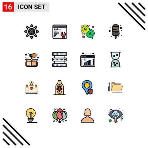 16 User Interface Flat Color Filled Line Pack Of Modern Signs And Symbols Of Hosting Box