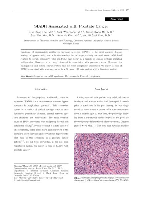 Pdf Siadh Associated With Prostate Cancer