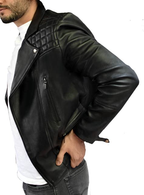 Chamarra De Piel De Cuero Para Hombre Rockera