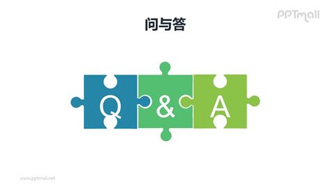 拼图组成的qa问与答 提问页ppt模板下载 Pptmall