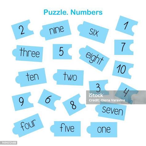 퍼즐 인쇄 및 기울어 진 숫자 잘라내기 벡터 일러스트 레이 션 영어 연습 10에 대한 스톡 벡터 아트 및 기타 이미지 10