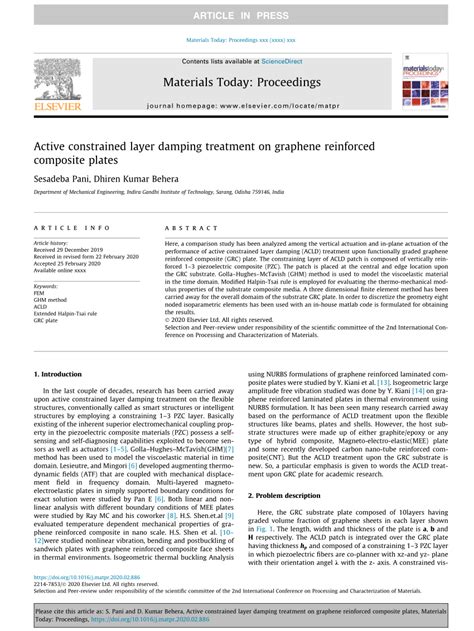 pdf active constrained layer damping treatment on graphene reinforced