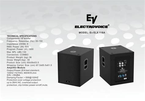 Subwoofer Speaker Aktif Hardwell Electro Voice EV ELX 118 A ELX118A Lazada Indonesia