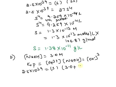 Solved Given That The Solubility Product Constant Of Fe Oh 3 Is 2 6 X 10 39 Will A