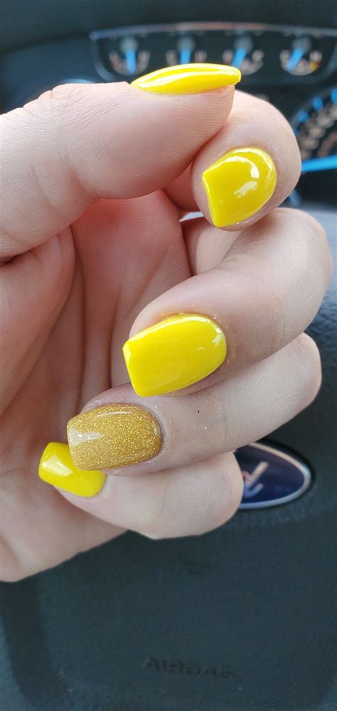 Sunshine Yellow Nails Acrylic Nails Yellow Glitter Gel Nails