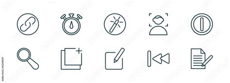Set Of Linear Icons From User Interface Concept Outline Icons Such As Link Button