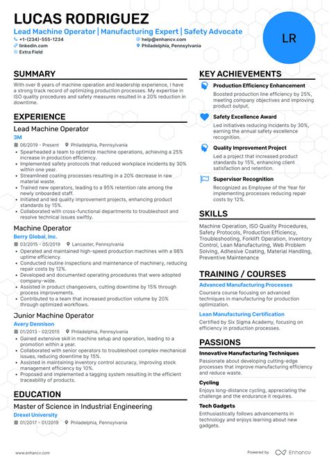Machine Operator Resume Examples March