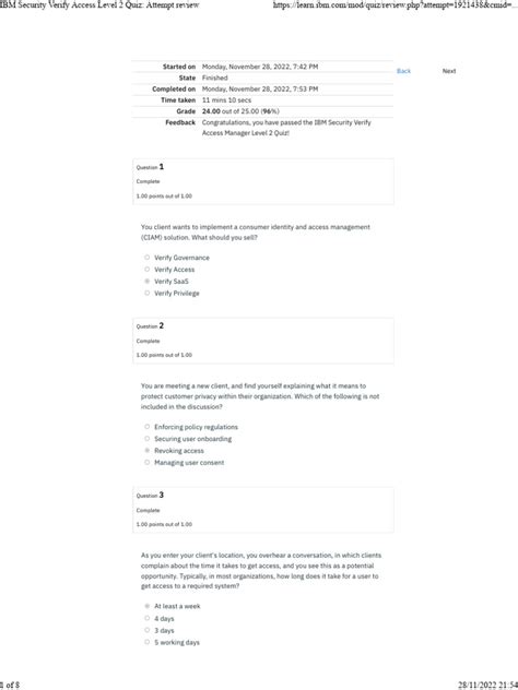 Ibm Security Verify Access Level 2 Quiz Attempt Reviewpdf Pdf