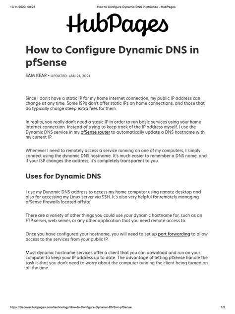 How To Configure Dynamic Dns In Pfsense Hubpages Pdf Domain Name