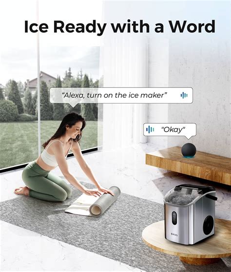 Ecozy 33lb Smart Nugget Countertop Ice Maker Portable Pebble Ice Machine With Voice Control IM