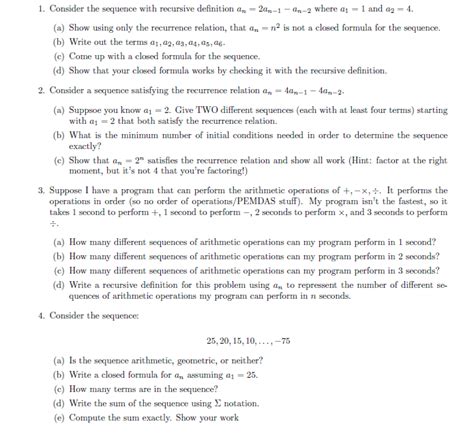 Solved Consider The Sequence With Recursive Definition Chegg