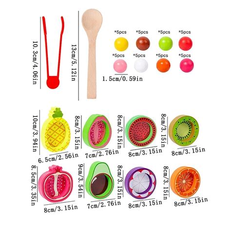 Montessori Wooden Toys Color Sorting Game Fruit Cognitive Fine Motor Early Educational Teaching