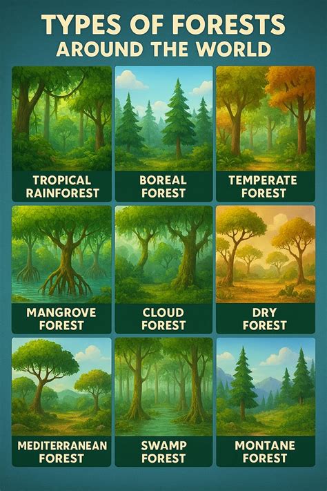Types Of Forests Around The World Forest Types Poster Types Of