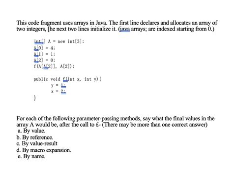 solved this code fragment uses arrays in java the first