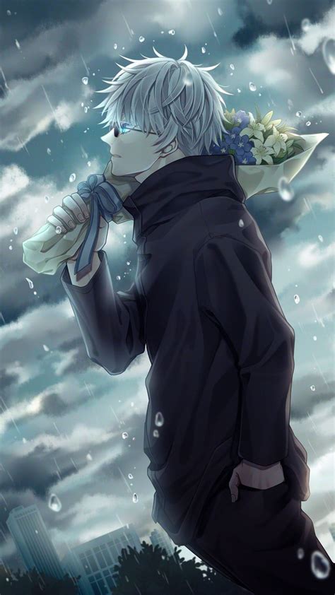 Gojo With Umbrella Gojo Walking In Rain Gojo In The Rain Satoru Gojo