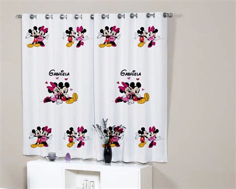 Cortina Infantil Mickey E Minnie Disney Personalizada Nome R 12979