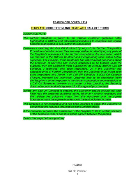 Pdf Framework Schedule 4 Template Order Form And · Guidance Note