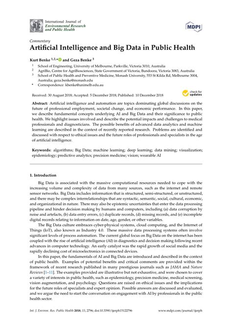 Pdf Artificial Intelligence And Big Data In Public Health