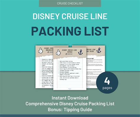 DCL Packing List And Tipping Guide Cruise Packing Instant Download Etsy
