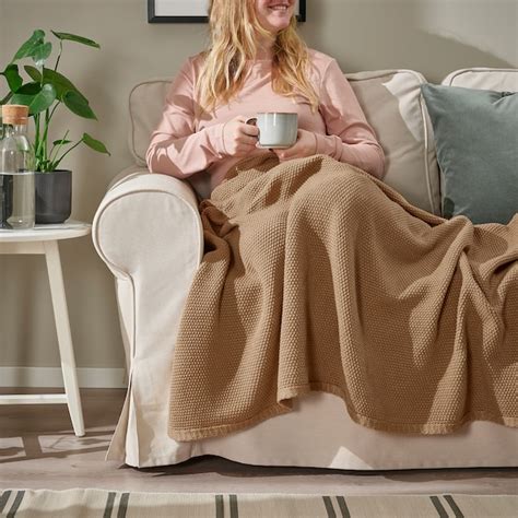 Humlemott Jeté Jaune Beige 130x170 Cm 51x67 Ikea Ca