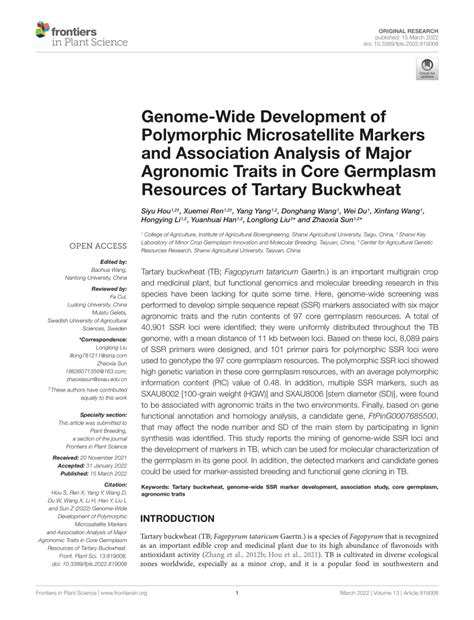 Pdf Genome Wide Development Of Polymorphic Microsatellite Markers And