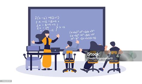 교사의 벡터 그림은 학생에게 강의를 가르칩니다 수학 교육 연구 및 학습의 개념 평면 디지털 일러스트 만화 스타일입니다 교실에 대한 스톡 벡터 아트 및 기타 이미지 Istock
