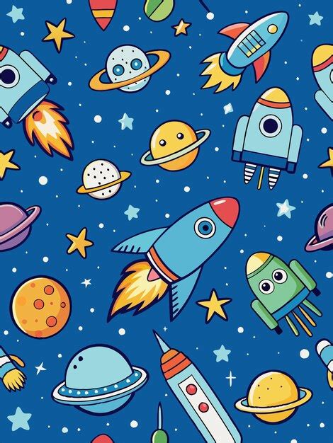 행성과 별이 있는 파란색 배경 프리미엄 Ai 생성 벡터