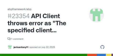 Api Client Throws Error As The Specified Client Credentials Are