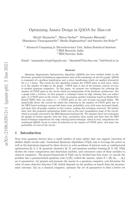 PDF Optimizing Ansatz Design In QAOA For Max Cut