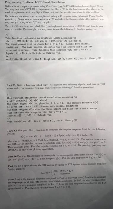 Programming Problem LCCDE And Convolution Write A Chegg