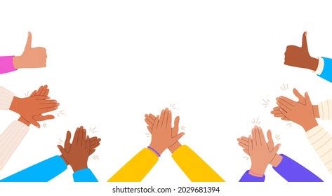 Flat Vector Cartoon Illustration Hands Clapping Stock Vector Royalty Free