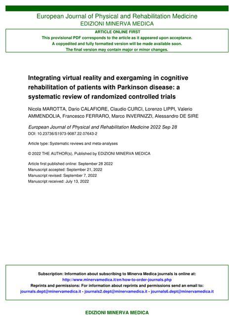 Pdf Integrating Virtual Reality And Exergaming In Cognitive Rehabilitation Of Patients With