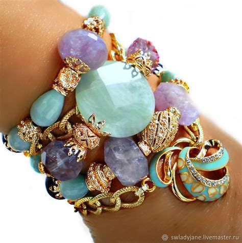 Браслет из натуральных камней Серьги Кольцо ЦВЕТ СИРЕНИ в интернет магазине на Ярмарке