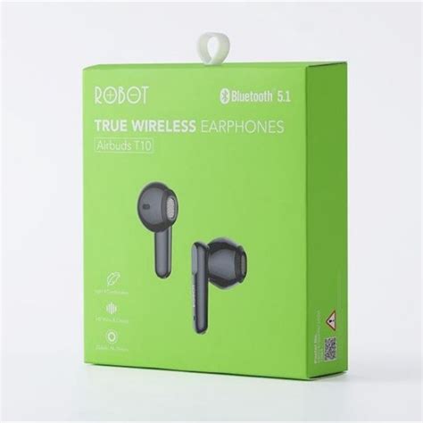 Jual Robot T10 Earbuds Ipx4 Bluetooth 5 1 Semi In Ear Wireless Airbuds Original Black Shopee