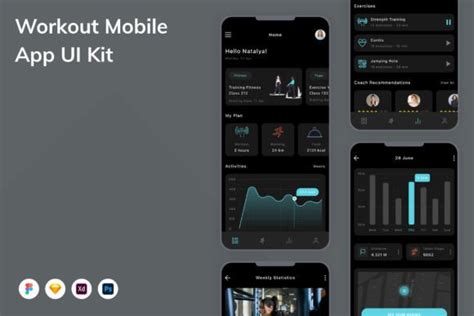 Workout Mobile App Ui Kit Graphic By Betush · Creative Fabrica
