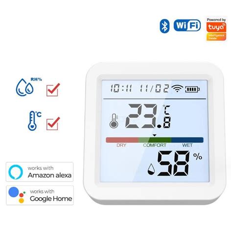 Сензор за температура влажност Xinxu Lcd дисплей Wi Fi App дистанционно управление съвместим