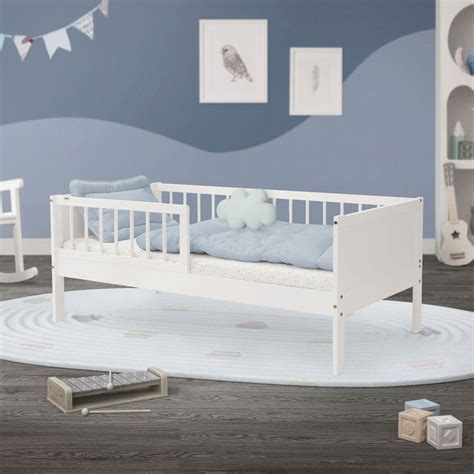 Kinderbed 70x140 Cm Met Lattenbodem En Uitvalbeveiliging Wit Grenenhout Ml Design Ml Design