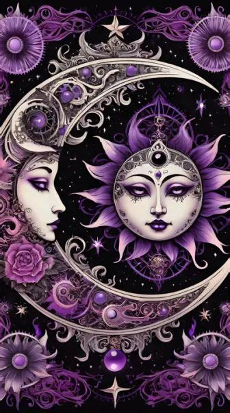 Purple Crescent Moon And Sun Wallpaper By Bluaura Download On Zedge