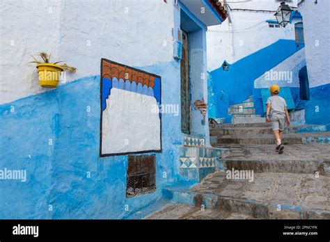 Chefchaouen Morocco 2022 Blue City With Unique Narrow And Coloured