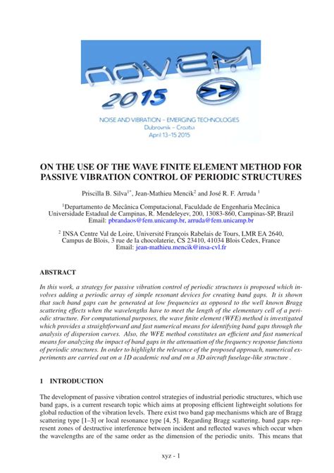 Pdf On The Use Of The Wave Finite Element Method For Passive Vibration Control Of Periodic