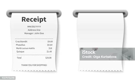 현실적인 영수증 레스토랑 카페 은행 상점과 슈퍼마켓에서 결제 수수료 터미널 거래 종이 체크 3차원 형태에 대한 스톡 벡터 아트 및 기타 이미지 Istock