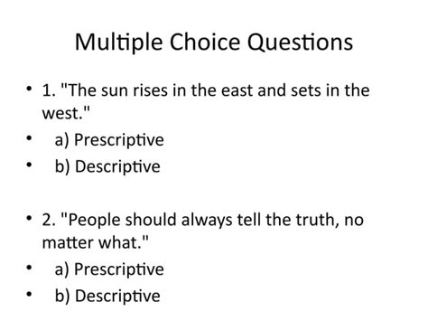 Prescriptive Vs Descriptive Claims Quiz Pptx