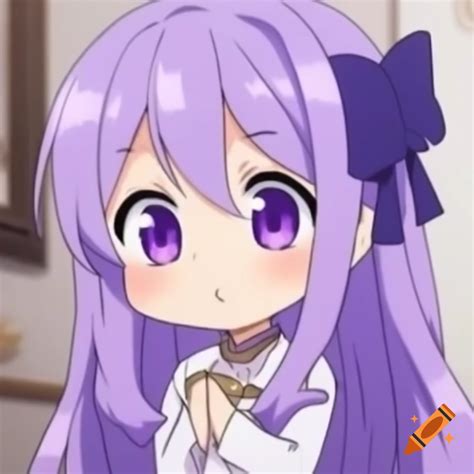 Chibi Anime Girl With Lavender Braided Hair A Pink Knit Sweater And