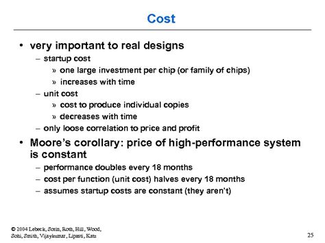 lecture 2 benchmarks performance metrics cost instruction set