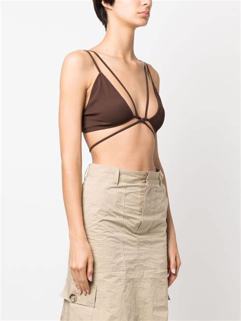 AndreĀdamo Ribbed Strap Detail Bra Brown Farfetch